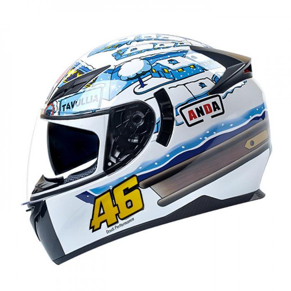 Helmet -ANDA- white, FULL FACE, model with LED lights